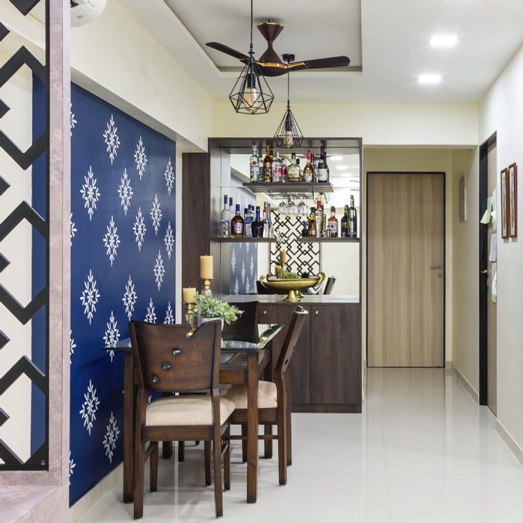 Dual-Tone Wall Paint With A Floral Pattern | Livspace