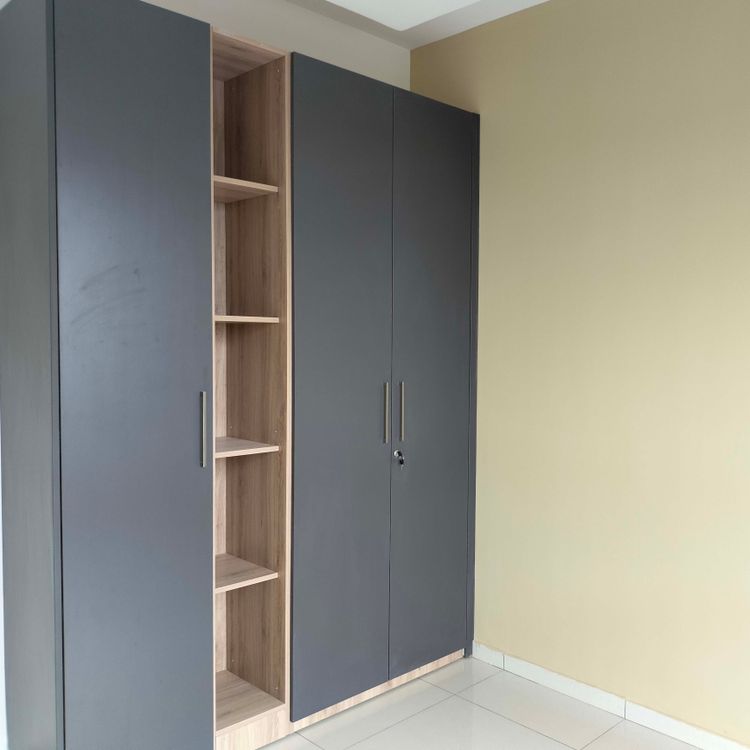Contemporary 3-Door Swing Wardrobe Design in Luna Scura and Acacia ...