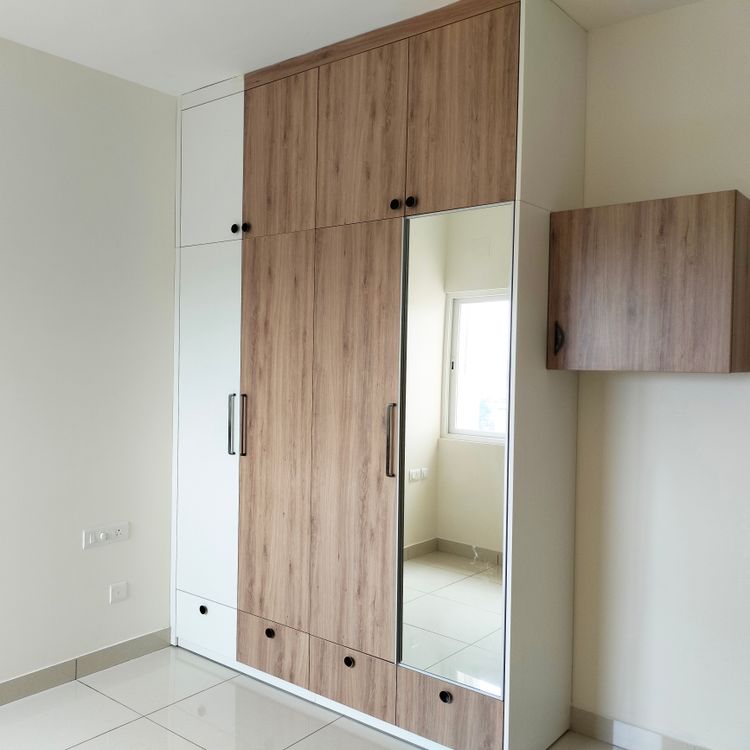 Contemporary 3-Door Swing Wardrobe Design in Suede Laminate Finish and ...
