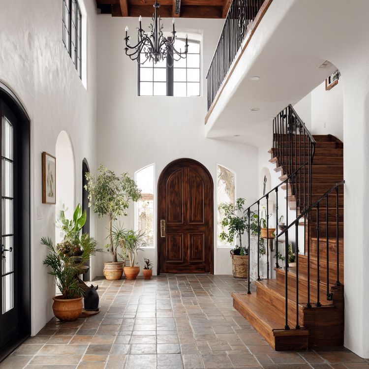 L-Shaped Classic Staircase Design with Wood and Metal Detailing | Livspace