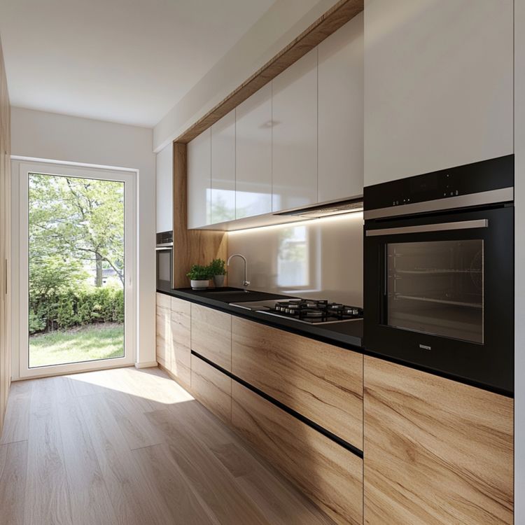 Open Kitchen Design in Modern Tiepolo and Frosty White with Granite ...