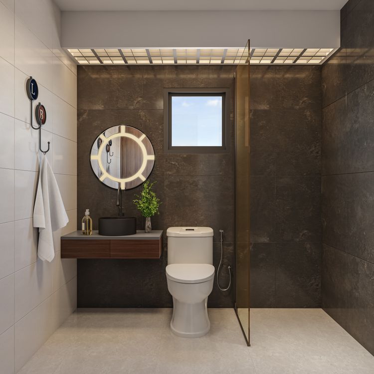 Modern Toilet Design With Ceiling Ledges | Livspace