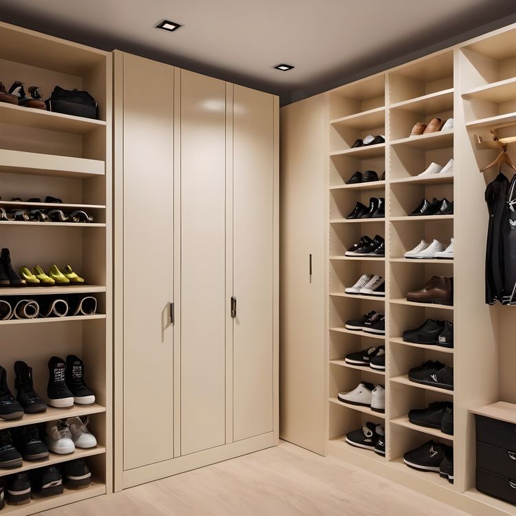 L-Shaped Contemporary Wardrobe Design with Open and Closed Storage ...
