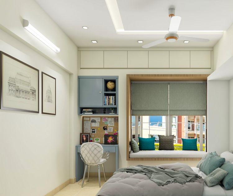 Compact Study Area with Adequate Storage and a Window Seater | Livspace