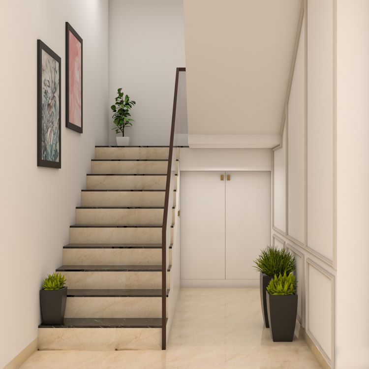 L-Shaped Contemporary Staircase Design with Wood Steps and Glass Panels ...