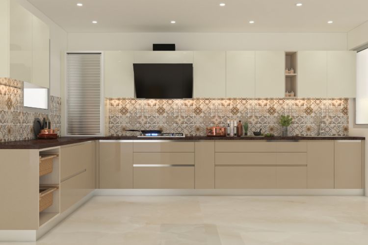 Modular Kitchen Design With Roll-Up Shutter Units - 10X7 Ft | Livspace