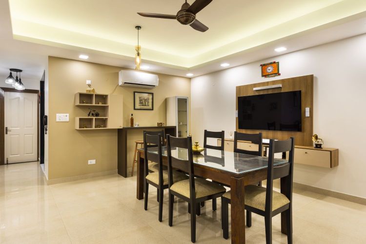 Cozy 2BHK Flat Design in Noida with Open Kitchen and and Contemporary ...