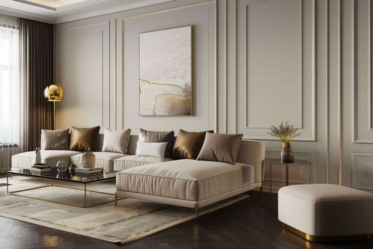 Contemporary Wall Design: Wall Trims with Paint with Grey Finish and ...