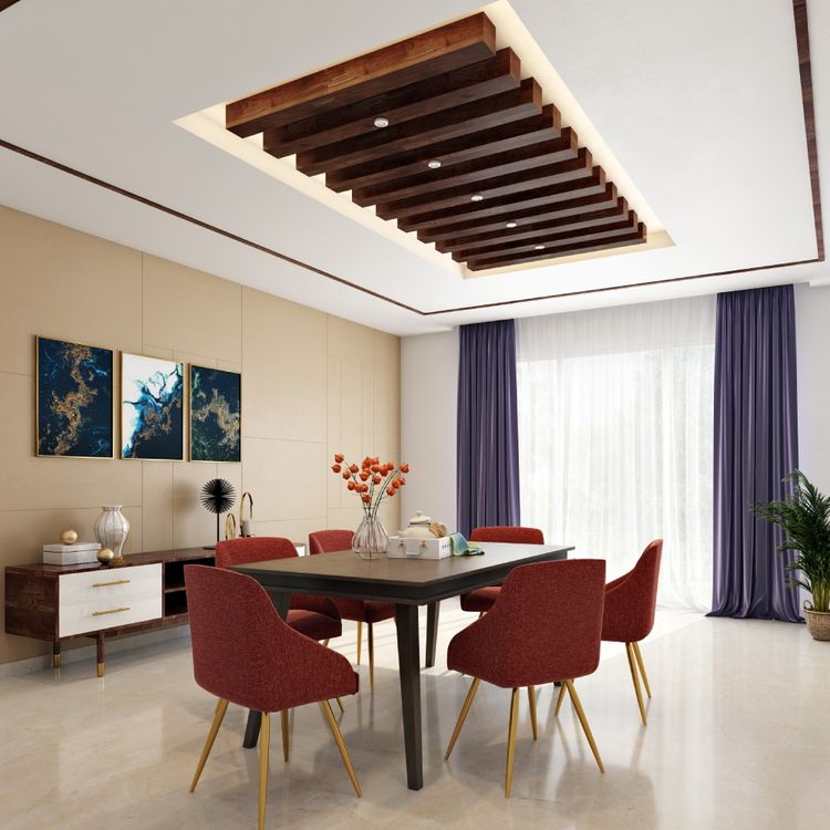 Gypsum and Wood Contemporary False Ceiling Design in Rectangular Shape ...