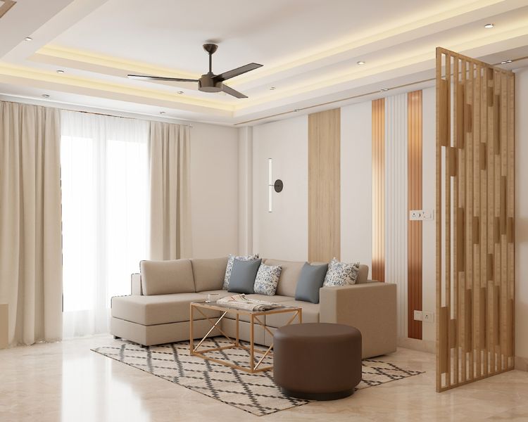 Spacious Rectangle Double-Layered Contemporary Ceiling Design | Livspace