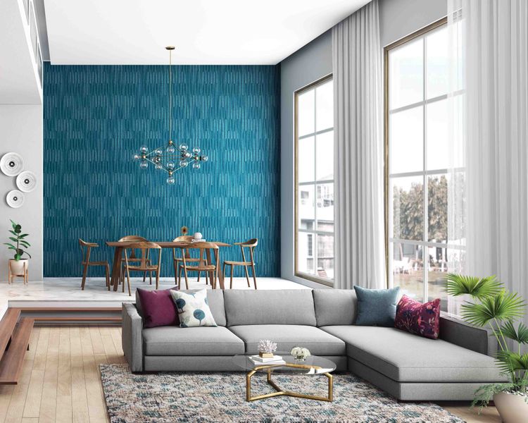 Large Family Comfort: Modern Living Room Design With Grey L-Shape Sofa ...