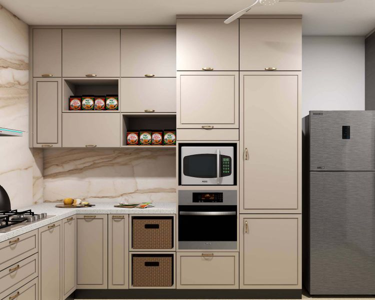 Spacious Kitchen Design With Storage Units | Livspace