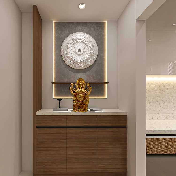 Modern Spacious Pooja Room Design Idea | Livspace