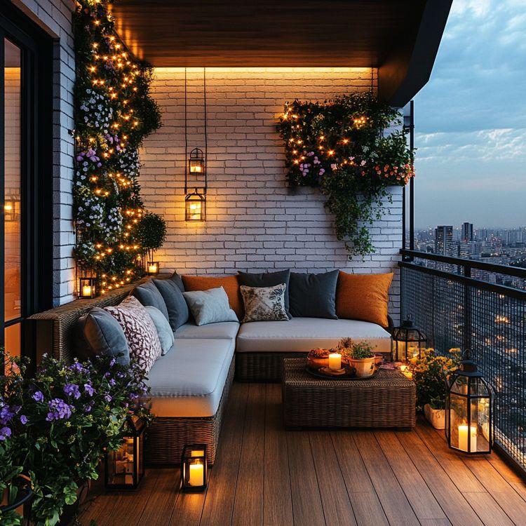 Experience a Tranquil Rustic Balcony Design with Wooden Planks and ...