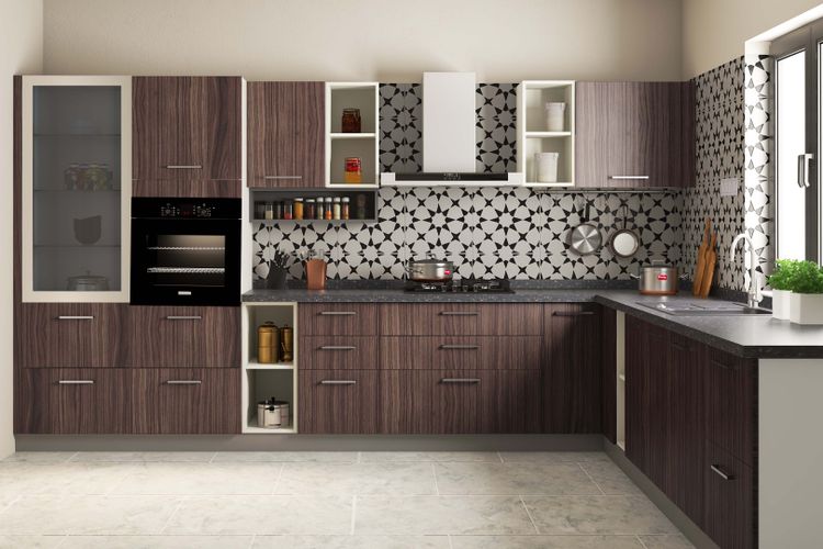 Spacious Contemporary L-Shaped Kitchen Design with Spacious Cabinets ...