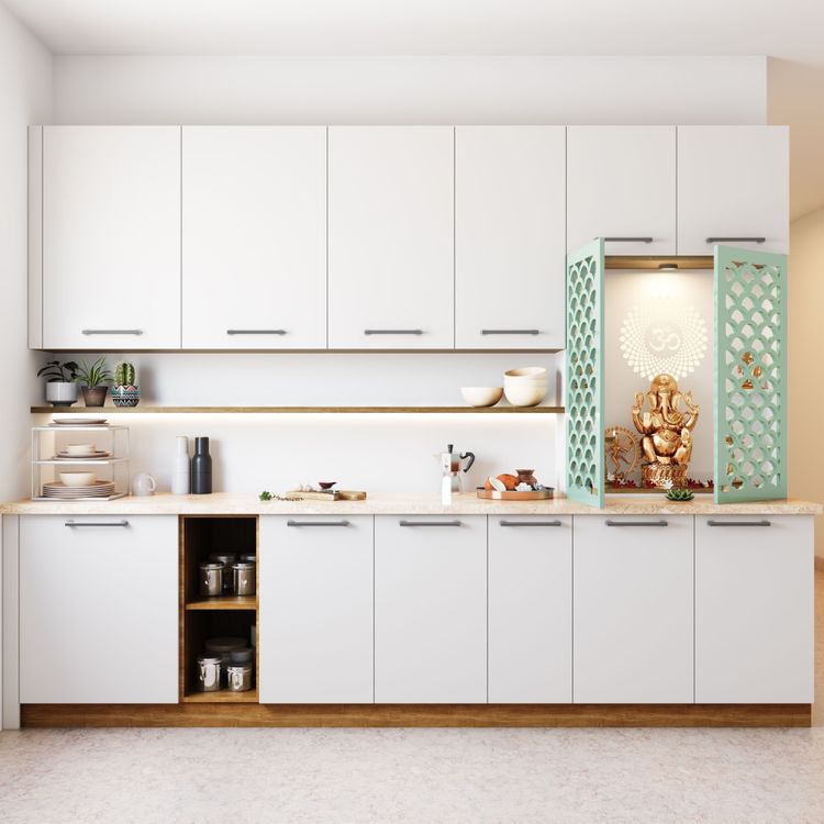 Stylish Modern Pooja Design Blending Modern and Traditional Elements ...