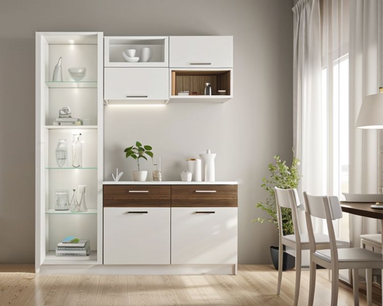 Contemporary Crockery Unit Design: Base Unit with Drawer, Wall Unit and ...