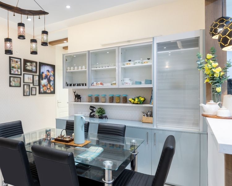 Discover Our Modern Crockery Unit Design with High Gloss and Open Rack ...