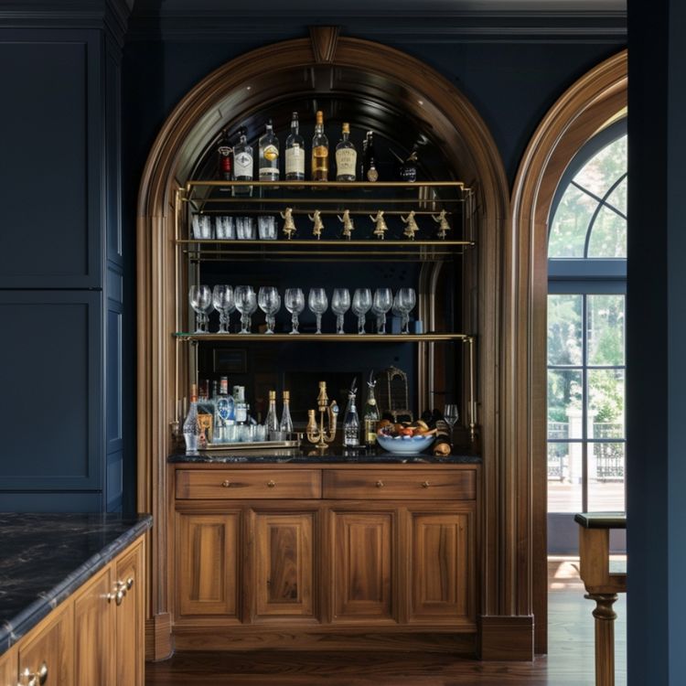 Timeless Classic Home Bar Design with Tahiti Samoa Teak Units, Drawers ...