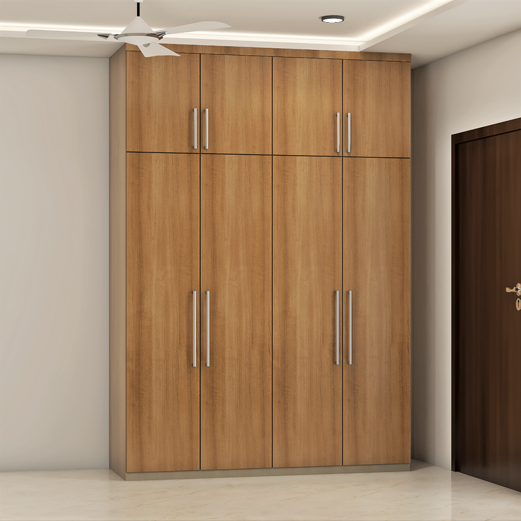 Compact Wooden Wardrobe With Modern Finish & Open Hinges | Livspace