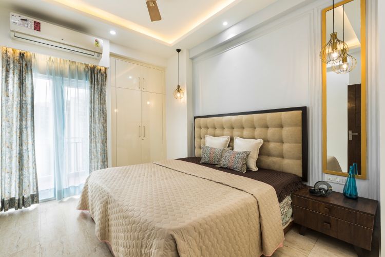 Square-Shaped False Ceiling Design With Recessed And Drop Lights | Livspace