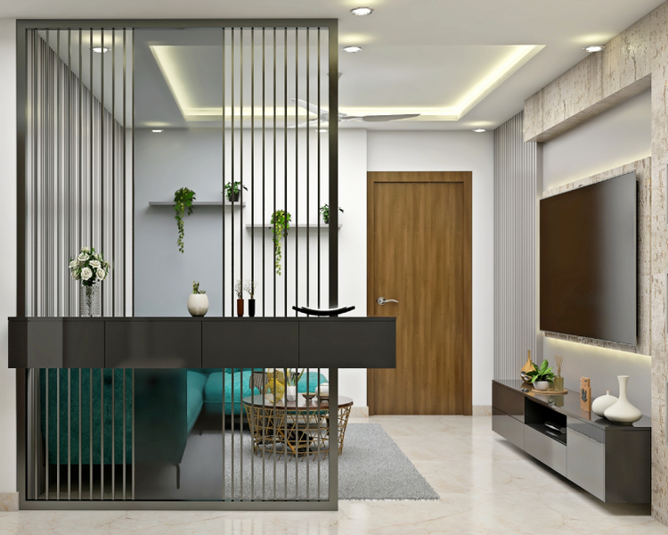 Spacious Rectangular Ceiling Design With Recessed Lights | Livspace