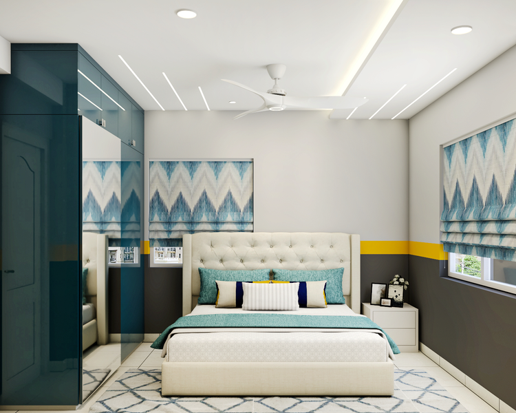 Geometric False Ceiling Design For Bedrooms | Livspace