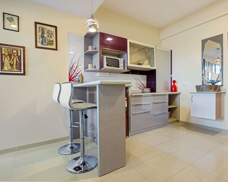 Bangalore 2-BHK Interior With Open Kitchen Layout | Livspace