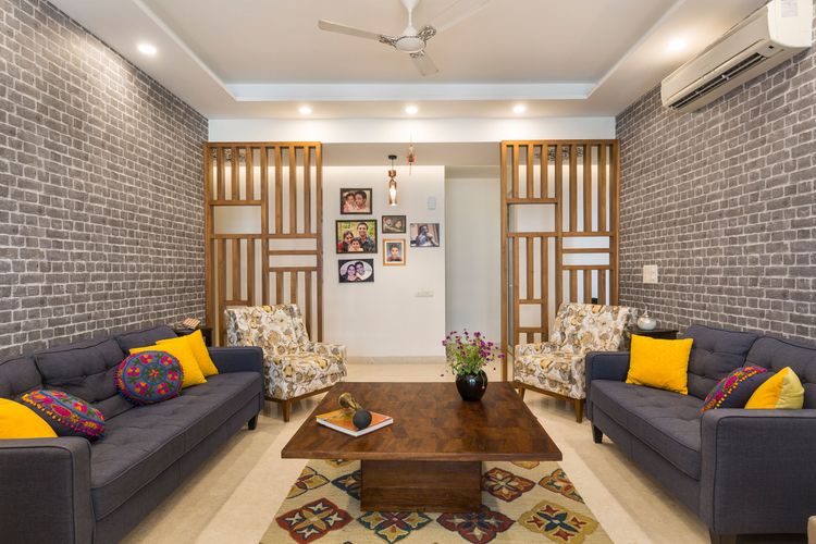 Contemporary 2-BHK Flat Design in Gurgaon with Earthy Tones and Subtle ...
