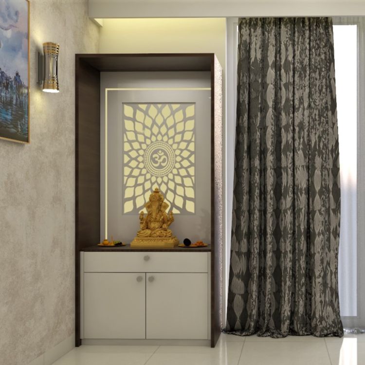 Compact Mandir Design With Storage | Livspace