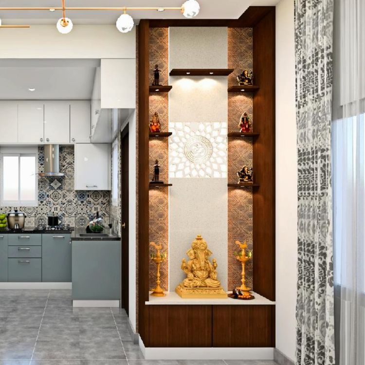 Acacia Exodus Floor-Mounted Open Mandir Design | Livspace