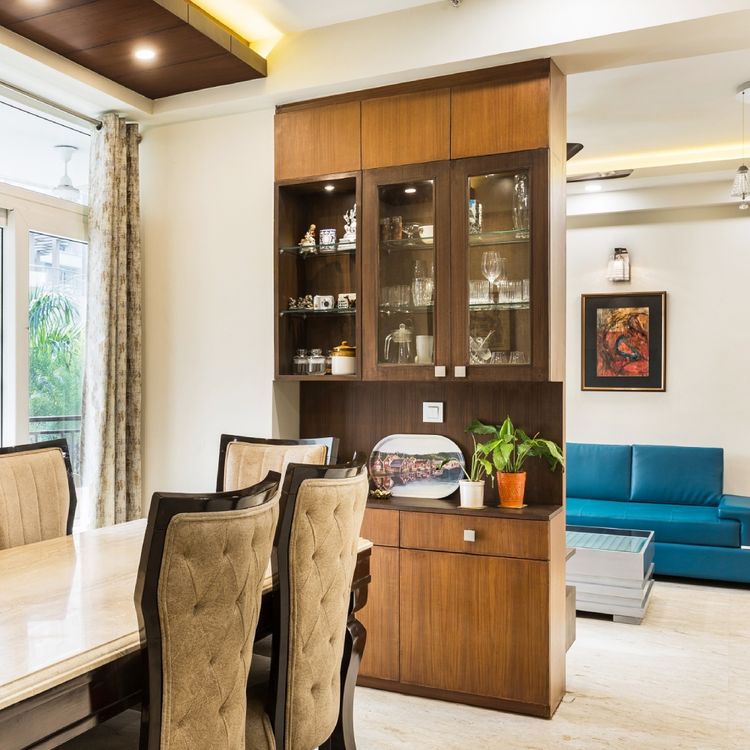 Crockery Unit Design with Contemporary Cabinet with Glass Display and ...