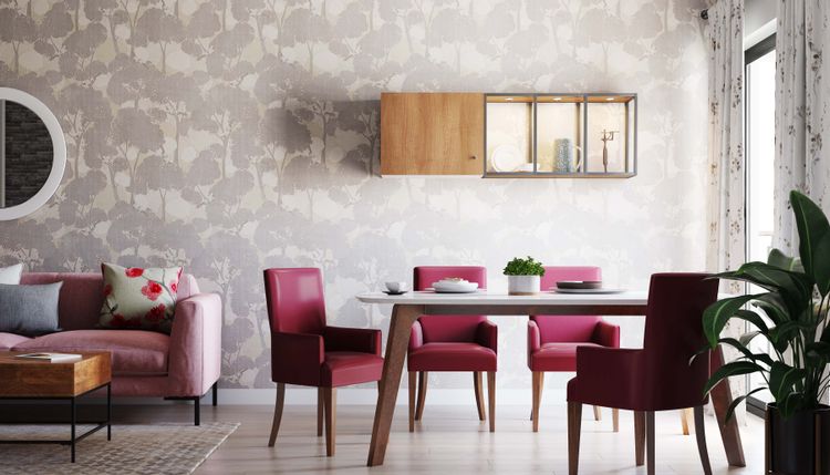 Grey Floral Wallpaper Design Adds Character to Modern Living Rooms ...
