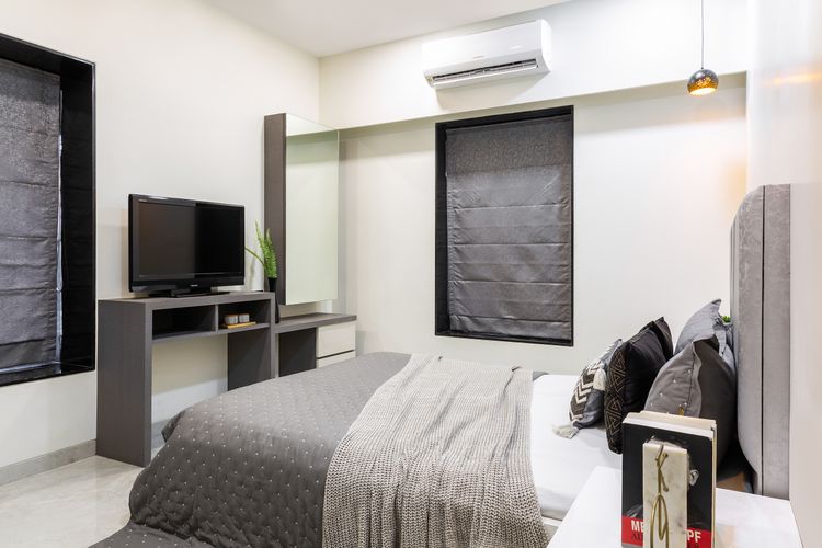 Compact Study Room Design In Dark Grey | Livspace