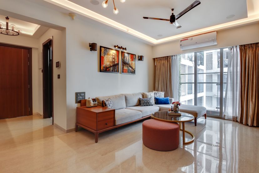 Centre Drop-Down False Ceiling With Cove Lighting | Livspace