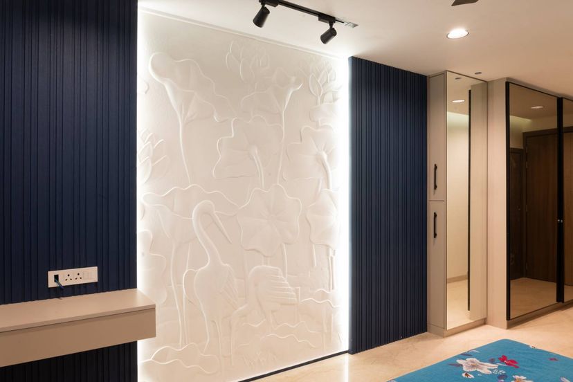 Customizable Wall Louvers and POP Moulding Wall Design for Bedrooms and ...