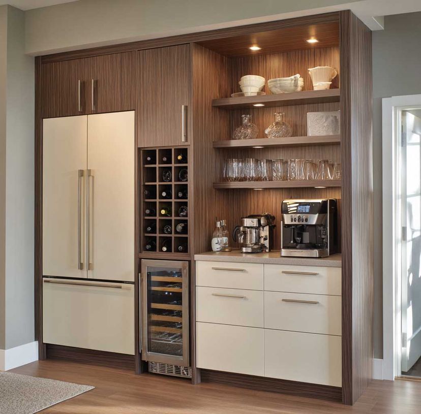 Contemporary Home Bar Design With Built-In Wine Cubby | Livspace
