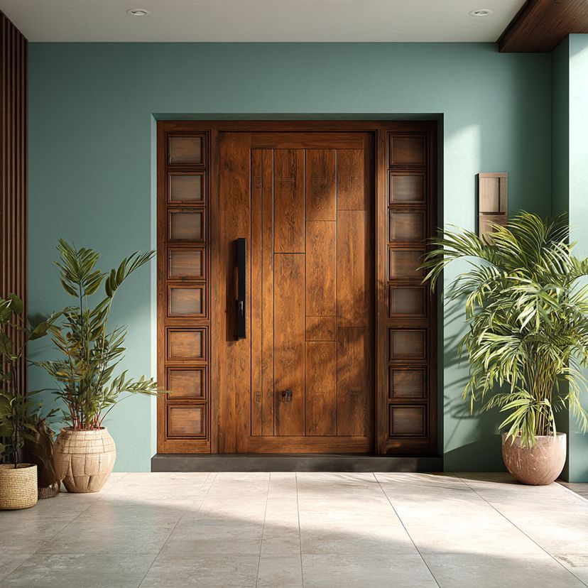 Classic Matte Finish Single Swing Door Design for Entrance | Livspace