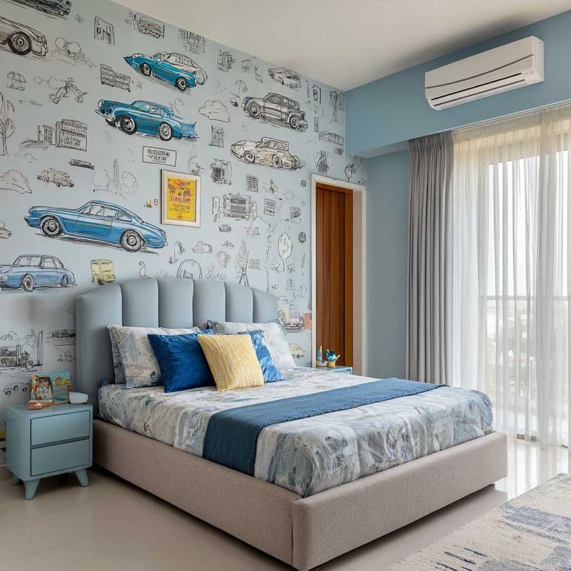 Modern Blue Wallpaper Design Creating Youthful and Vibrant Interiors ...