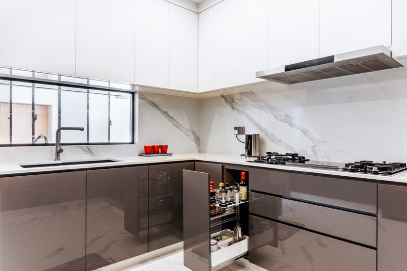 Compact Kitchen Design With Shutter Units | Livspace