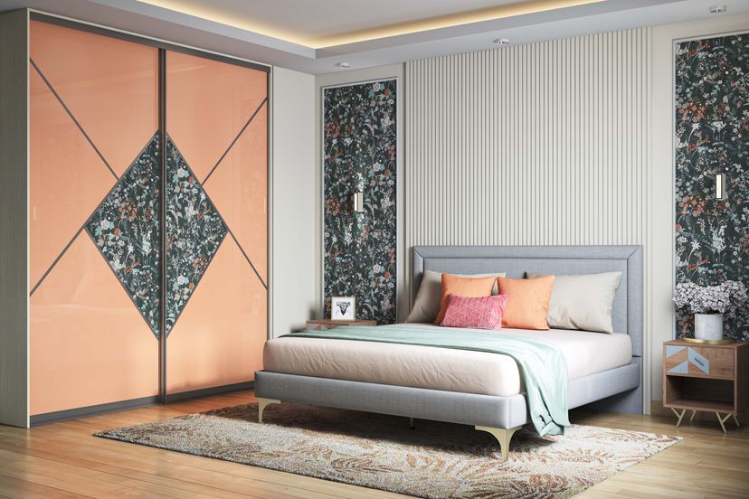 Contemporary Master Bedroom Design With Textured Walls and Floral ...