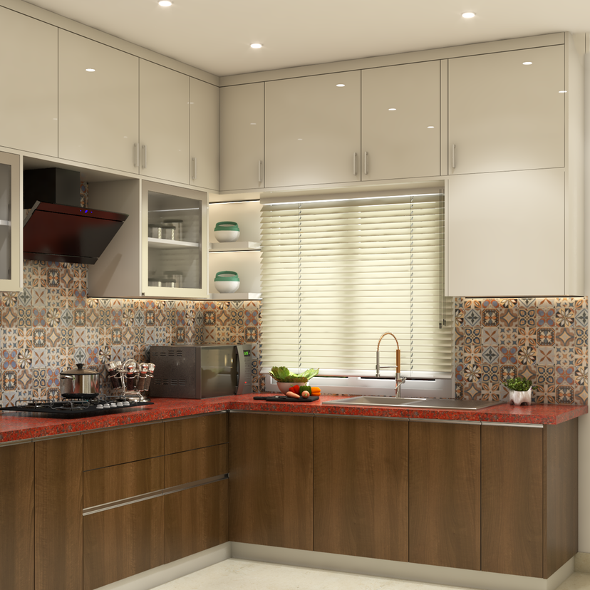 Modern Kitchen Design With Display Unit | Kitchen Cabinets - Livspace