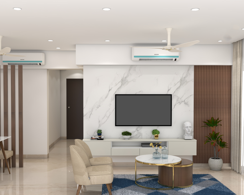 Spacious Modern Style Multi-Functional Living Room Design | Livspace