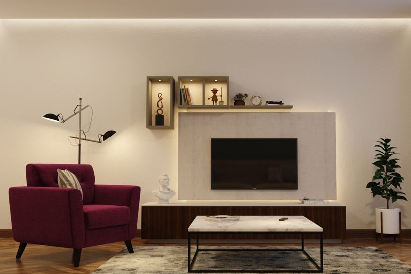 Contemporary Media Console: TV Unit Design With Storage Units | Livspace