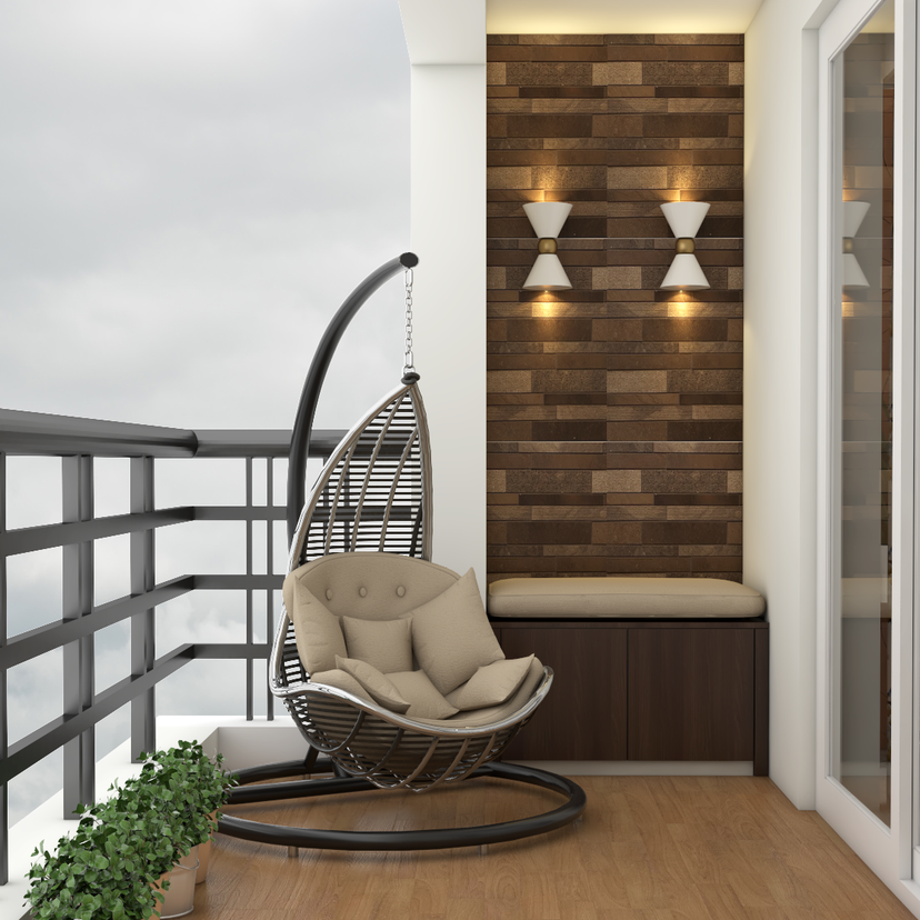 Compact Sleek Balcony With Swing | Livspace