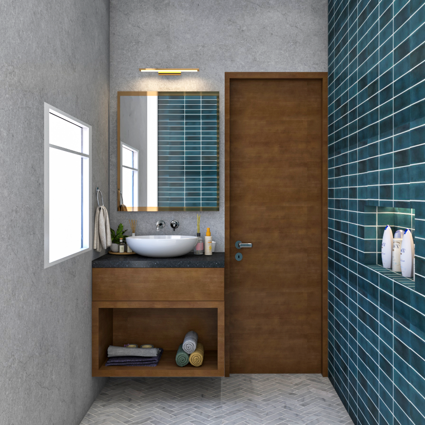 Modern Bathroom With Designer Tiles | Livspace