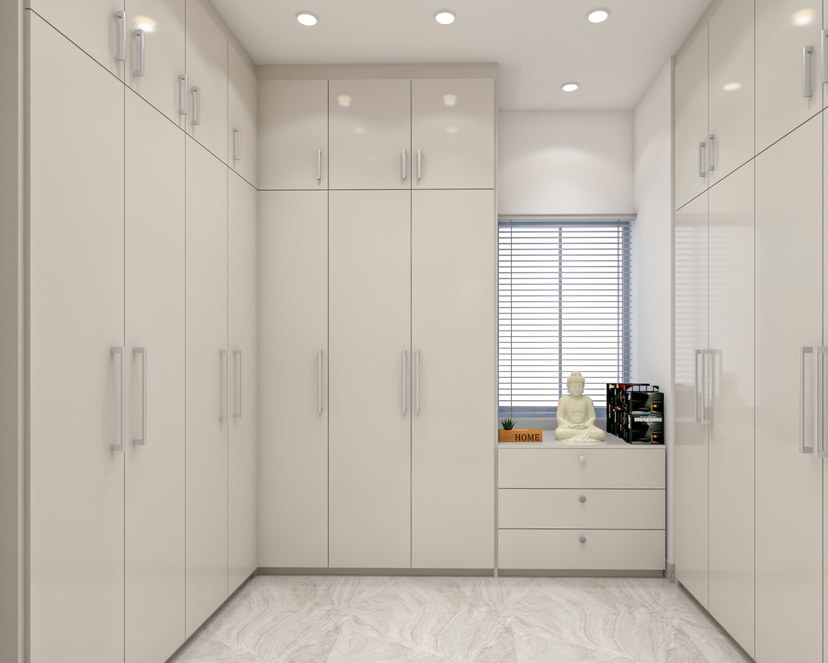 Modern White Wardrobes with Ample Storage and Interior Lighting | Livspace