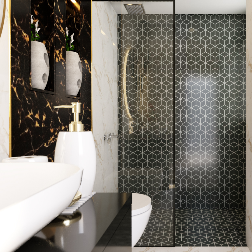 Classic And Spacious Bathroom With Marble Tiles | Livspace