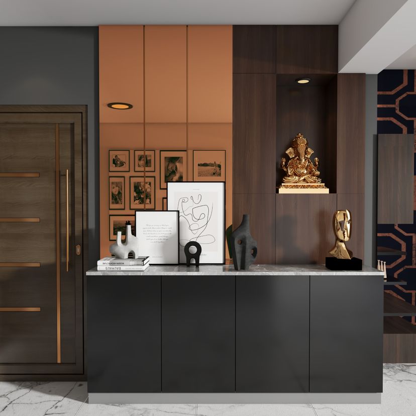 Contemporary Style Convenient Compact Sized Foyer Design | Livspace