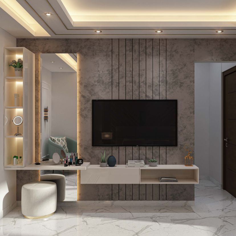 Convenient Contemporary Themed Spacious Sized TV Unit Design | Livspace